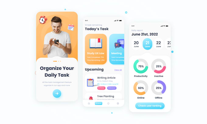 Design modern mobile app ui ux design in figma or adobe xd