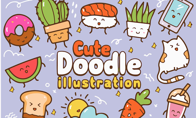 Create custom cute vector doodle illustrations on anything by ...