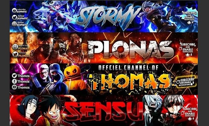 Design a premium youtube banner and logo by Threesixty_logo | Fiverr