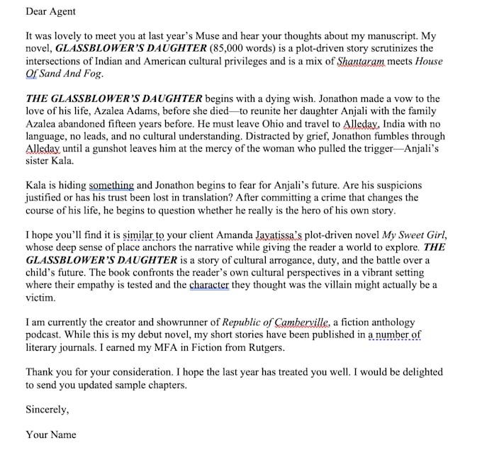 Edit and write your query letter by Daniellehmonroe | Fiverr