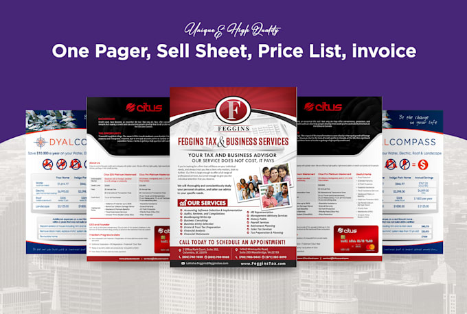 Do one pager, sell sheet, price list, invoice, and more graphic design ...