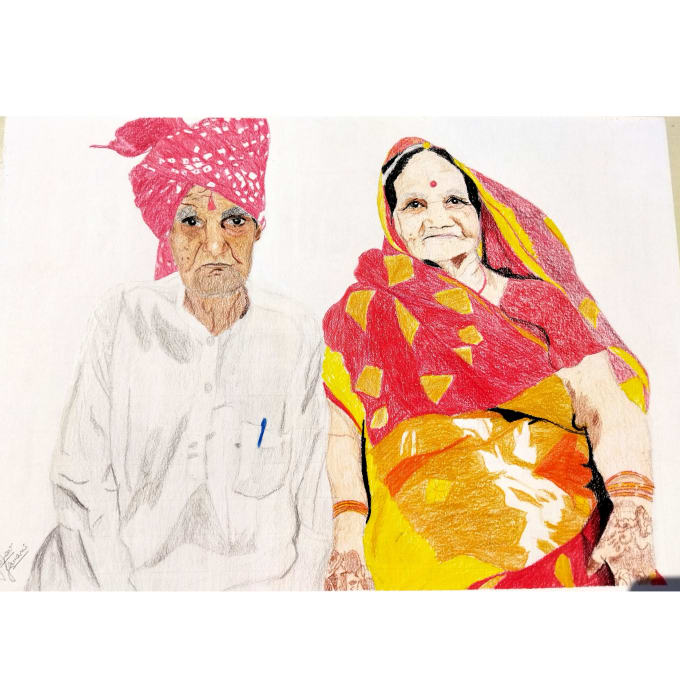 Make traditional style couple portrait by Kkart_work | Fiverr