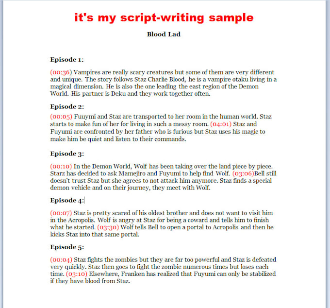 Write anime, manga, and movie recap video scripts for youtube or blog ...