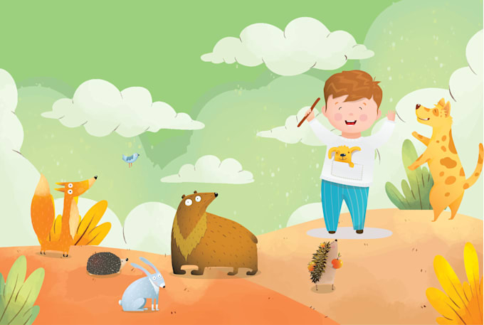 Illustrate cute animal and kids illustration story book by Mrs ...