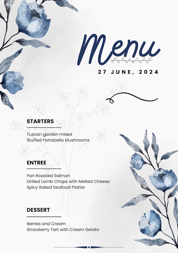 Design a beautiful modern menu card by Chikoo12345 | Fiverr