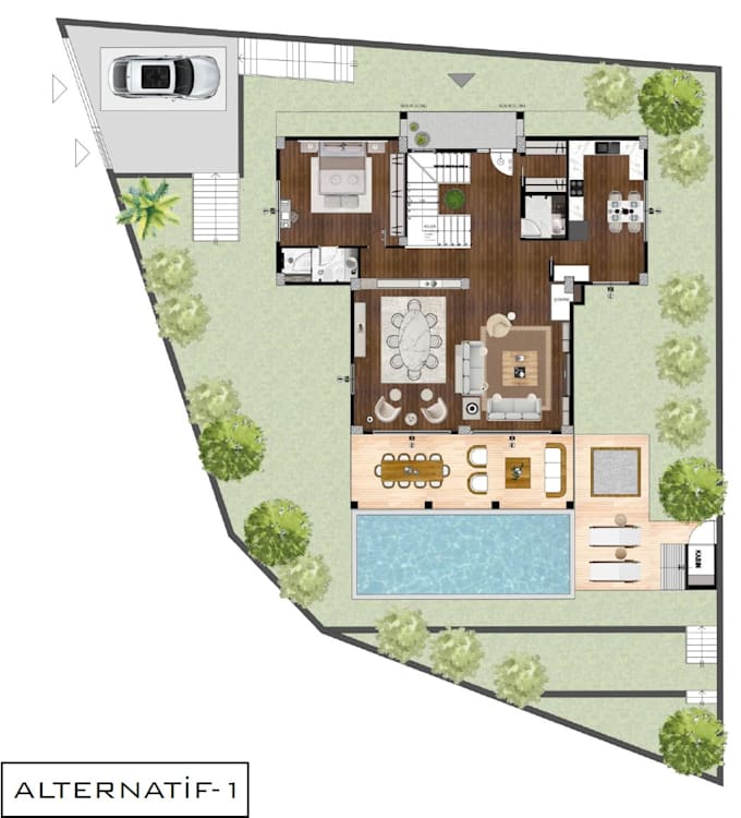 Color, texture and render floor plan, section and elevations by ...