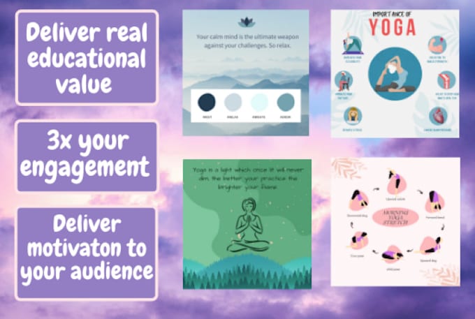 Design 300 yoga and meditation instagram infographics posts by Desin3r ...