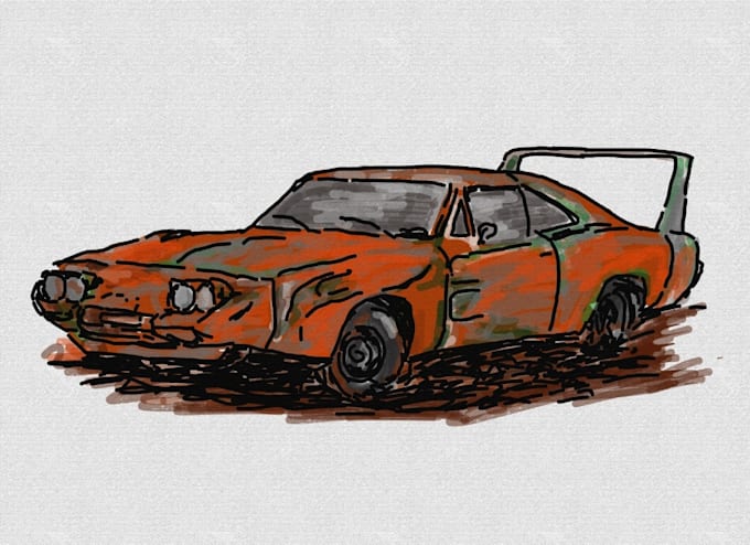 Creat hand draw junkyard car with my style by Kadal_terror | Fiverr