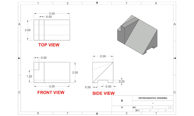 Create 2d technical drawing, engineering drawing, mechanical drawing ...