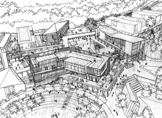 Draw architectural hand sketch or hand render of spaces by Tahsinmc ...