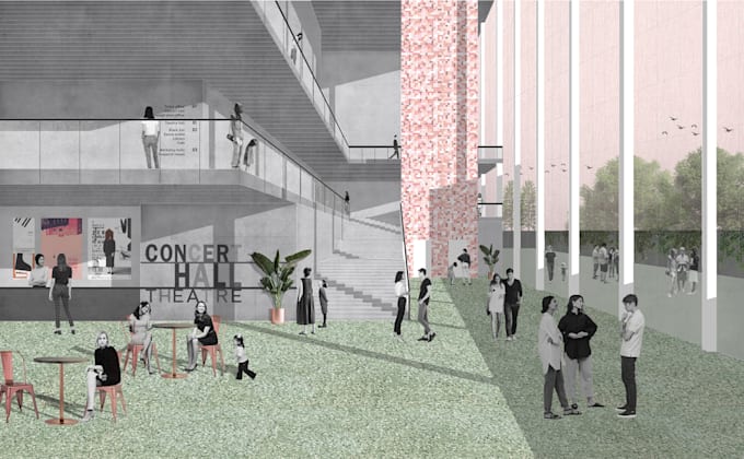 Do architectural visualization by collage style rendering by Idilseker | Fiverr