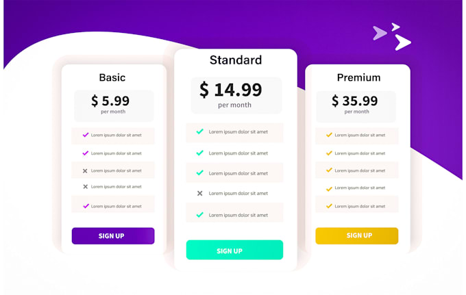 Design outstanding pricing table, comparison chart and sell sheet by Delway | Fiverr
