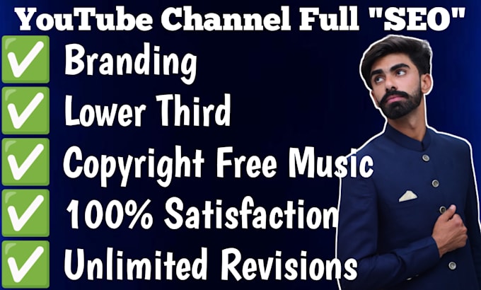 Create, setup youtube channel with logo, art, intro, outro by ...