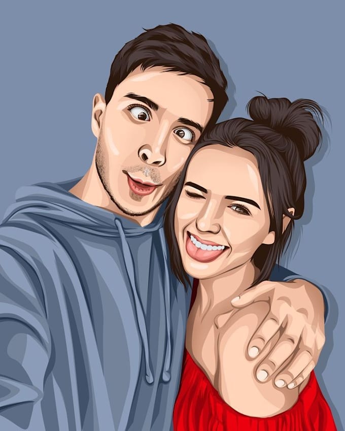 Draw a professional cartoon portrait for you by Raniamesrar110 | Fiverr