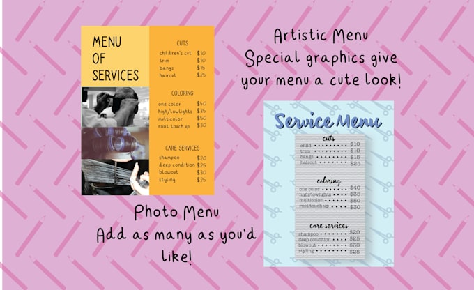 Create a custom service menu for your business by Roxrrgraphix | Fiverr