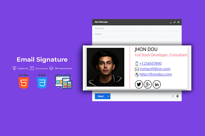 Create a professional clickable, responsive email signature by ...