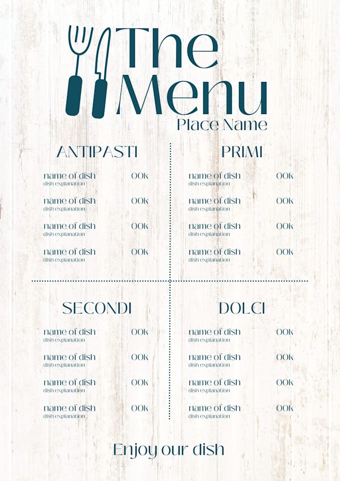 Design your menu to delight your clients by Auroragrazioli | Fiverr