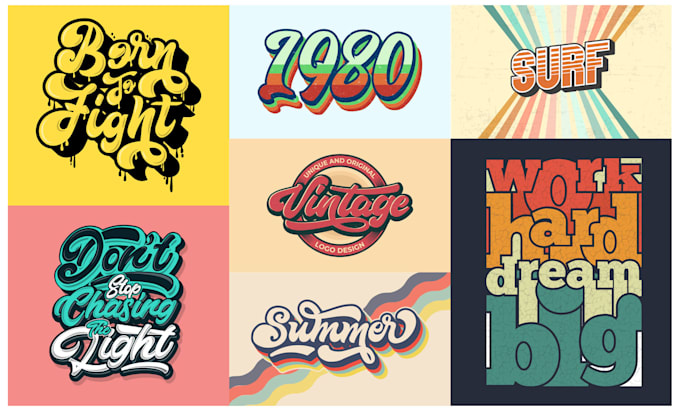 Design custom 3d 70s vintage badge retro typography t shirt and logo by ...