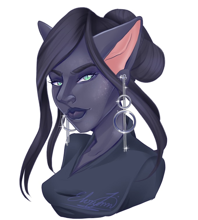 Make a 2d portrait of your choice for you by Ehrunn | Fiverr