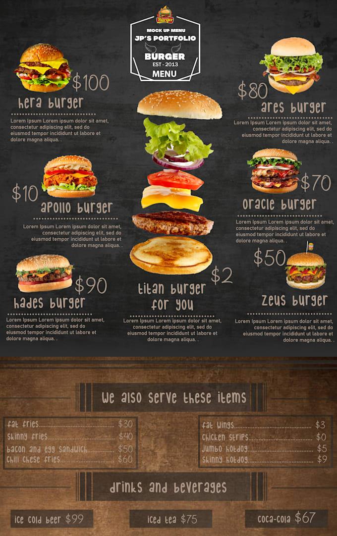 Create catchy menu for your restaurant or bar by Jdelima | Fiverr