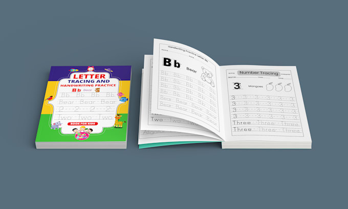 Childrens handwriting workbook kids activity book cover interior design ...
