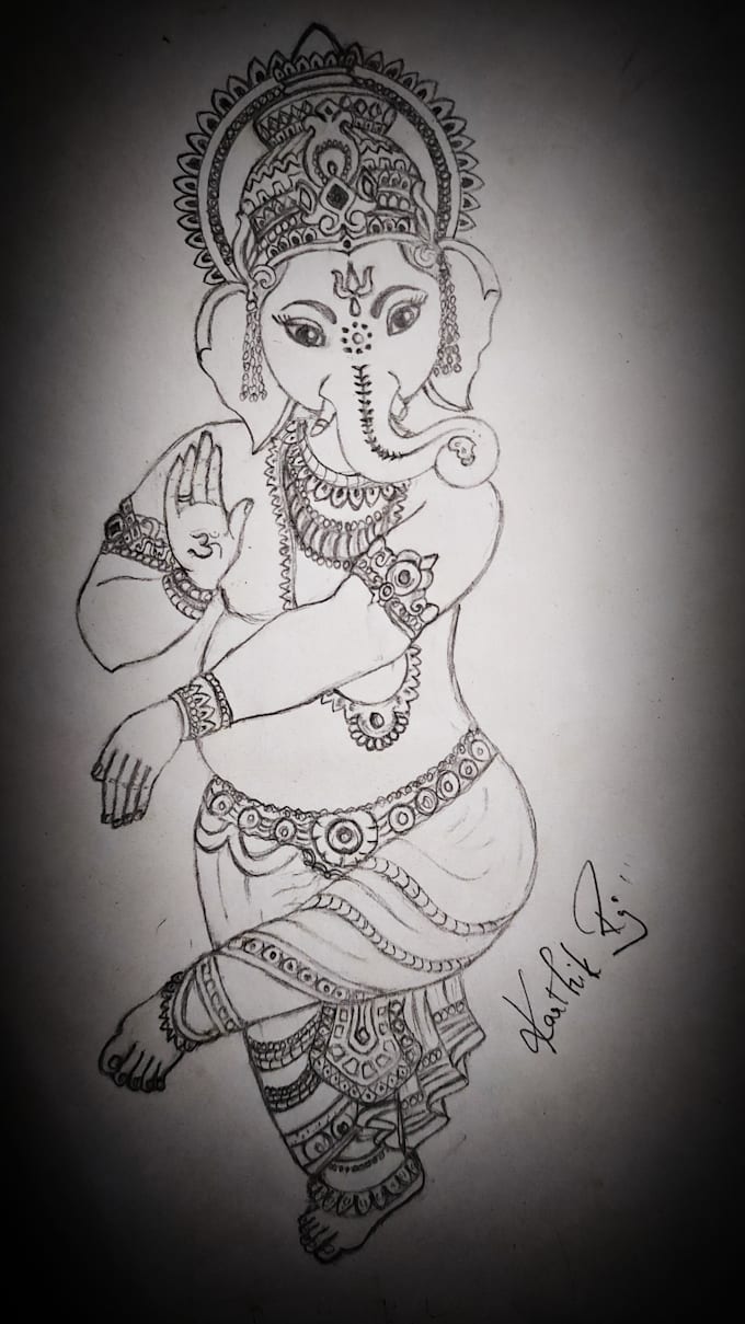 Do a pencil sketch of any devotional god by Karthikraj_007 | Fiverr