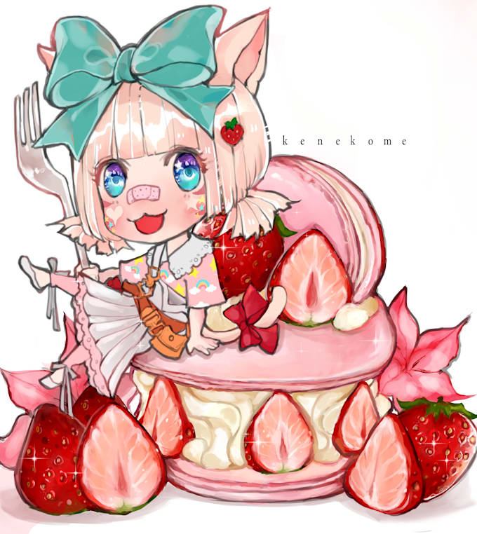 Draw you sweet chibi cake by Kenekome09 | Fiverr