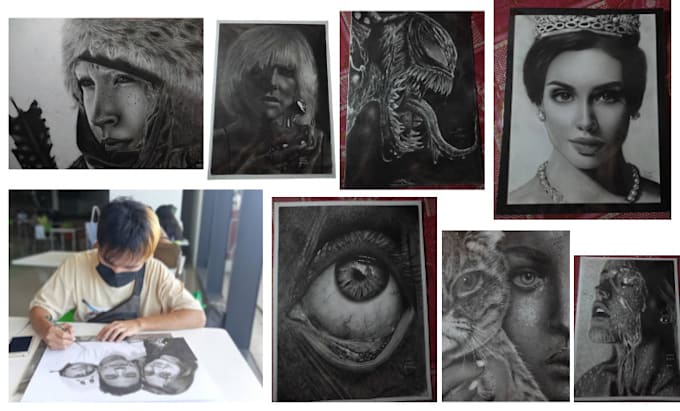 Draw realistic charcoal portrait by Charcoalartist | Fiverr