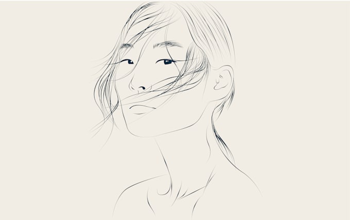Make a simple yet aesthetic portrait line art by Eebraa | Fiverr