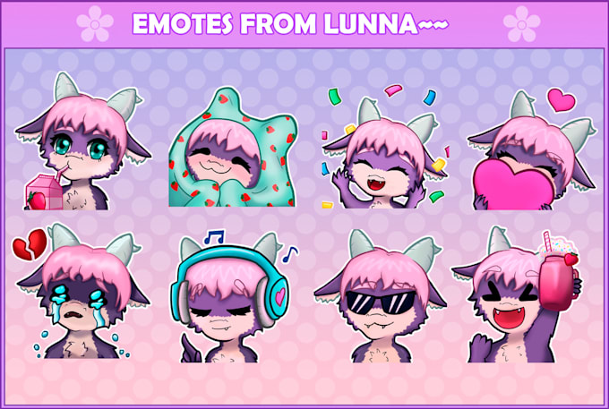 Draw cute twitch emotes and discord emojis for you by Lunnaarcana | Fiverr