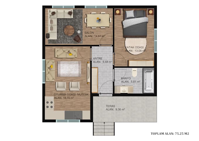 Edit and color your floor plans in photoshop by Zehraerturk | Fiverr