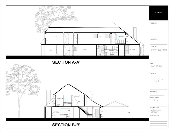 Draw your architectural 2d floor plan and sections in autocad by ...