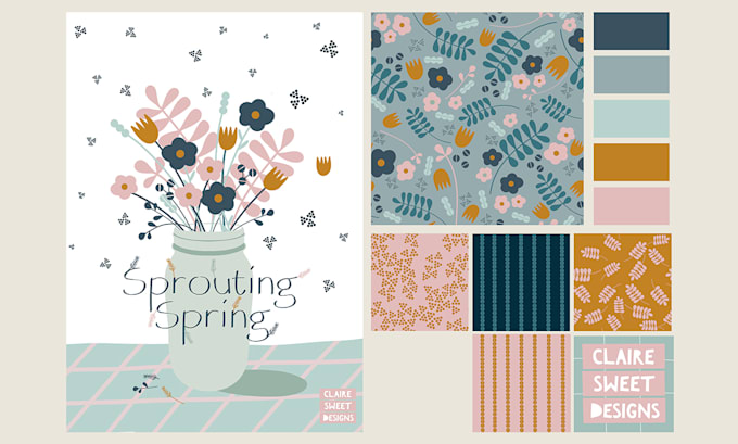 Create a unique digital repeat pattern by Claire_sweet | Fiverr