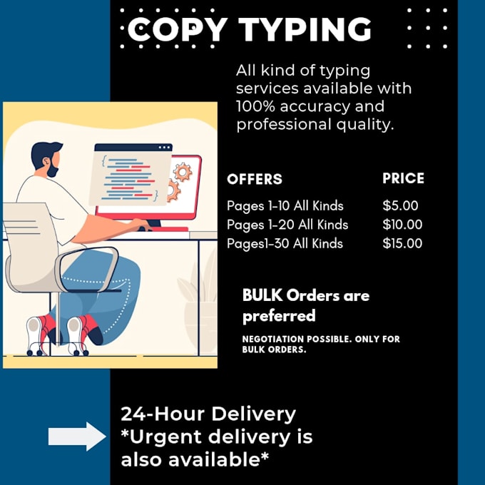 Do instant and professional copy typing 15 pages in 5 dollar by Its ...