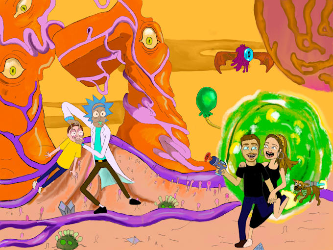 Draw you with an amazing rick and morty style by Artbyrodriguez | Fiverr