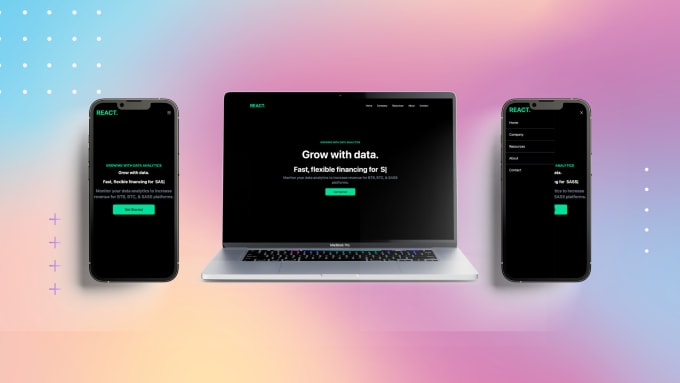 Develop modern website using react js and tailwind css Develop modern website using react js and tailwind css