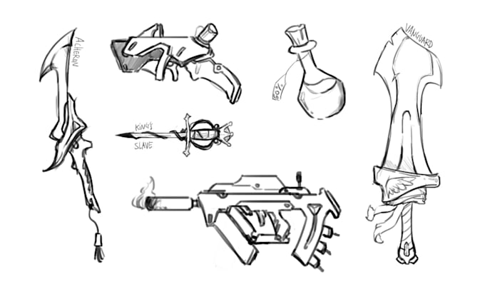 Draw concept art of weapons, props or items for your project by ...