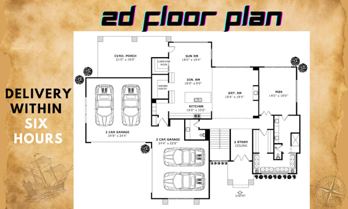 Redraw 2d floor plan from the blueprint or pdf and 2d drafting by Drawing_room | Fiverr