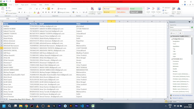 Data formating of excel sheets by Naveenvignesh | Fiverr