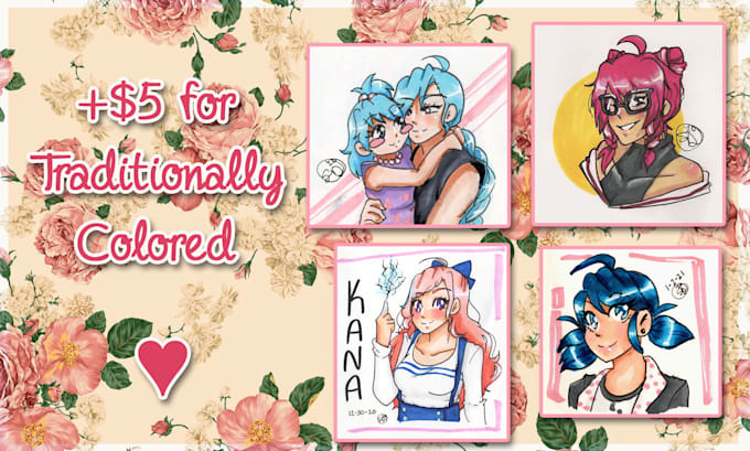 Draw an anime character headshot by Kawaiiwolves | Fiverr