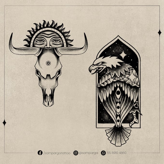Draw oldschool traditional tattoo style design for you by Samparga | Fiverr