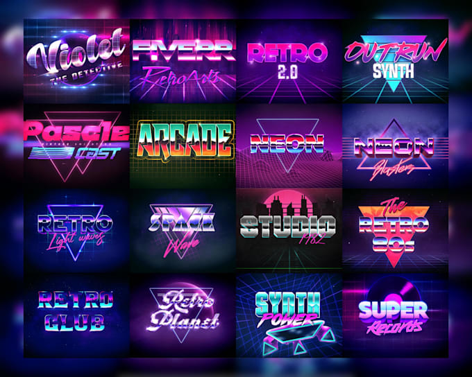 Make 80s retro logo designs with neon sign chrome effects by ...
