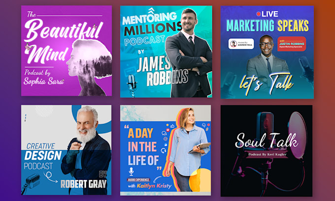 Do photographic, typographic, audiobook, talk show podcast cover art ...