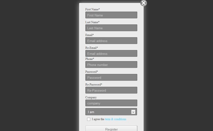 Create pop up login and registration pages by Tariqhsp | Fiverr