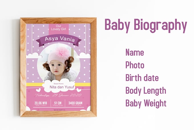 Make a baby biography design by Feryid | Fiverr