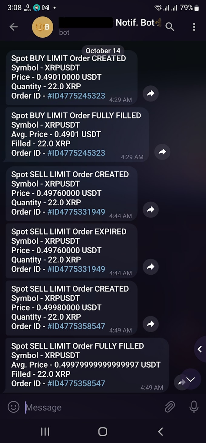 Do binance to telegram notification trade bot by Mkhanfar | Fiverr