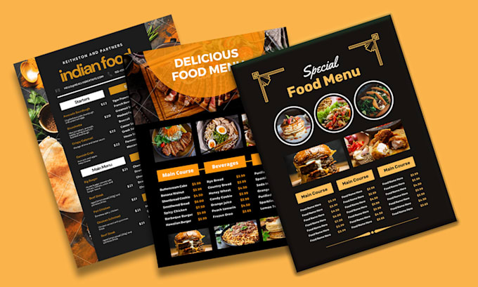 Do modern restaurant menu design by Tharshini0107 | Fiverr