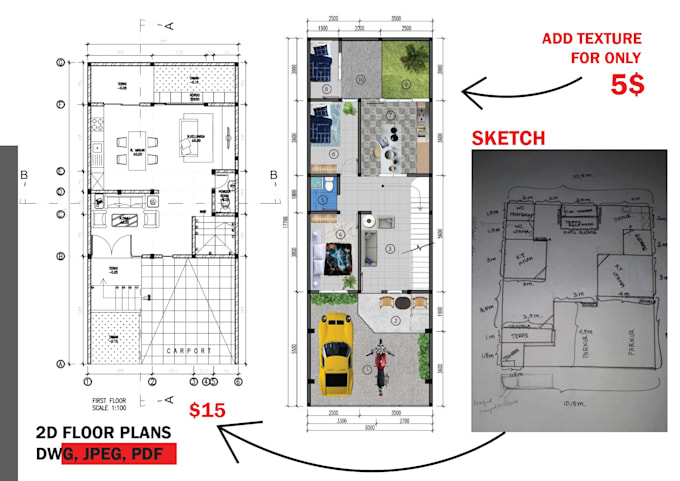 Be redraw 2d floor plan blueprints, draftsman for house plans by ...