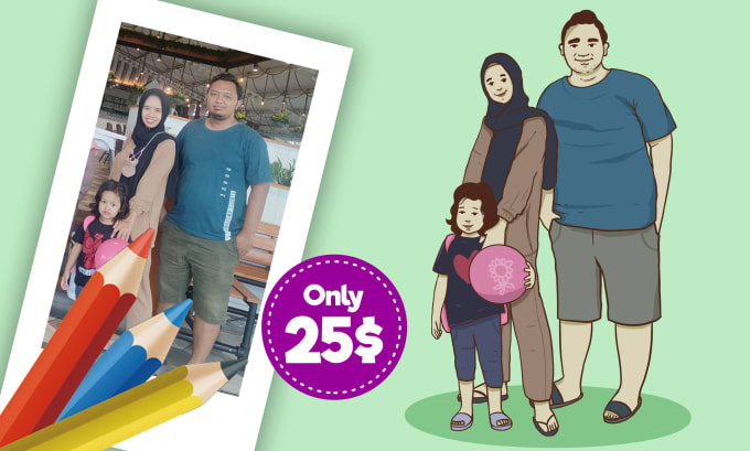 Draw simple black and white cartoon line art by Kimzekia | Fiverr