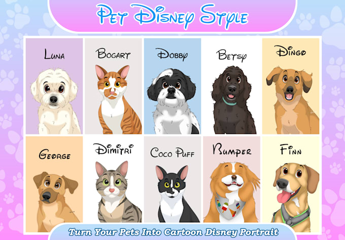 Draw your cute pets into cartoon disney style portrait by Febrianto22 ...